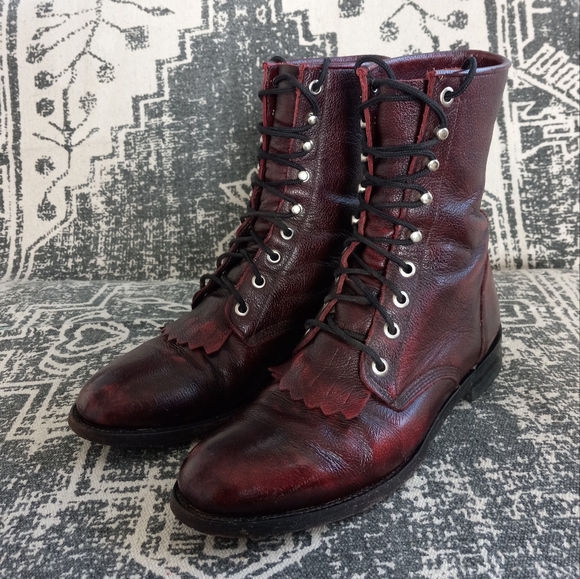 Justin Boots | Shoes | Vintage Justin Roper Leather Lace Up Kiltie ...